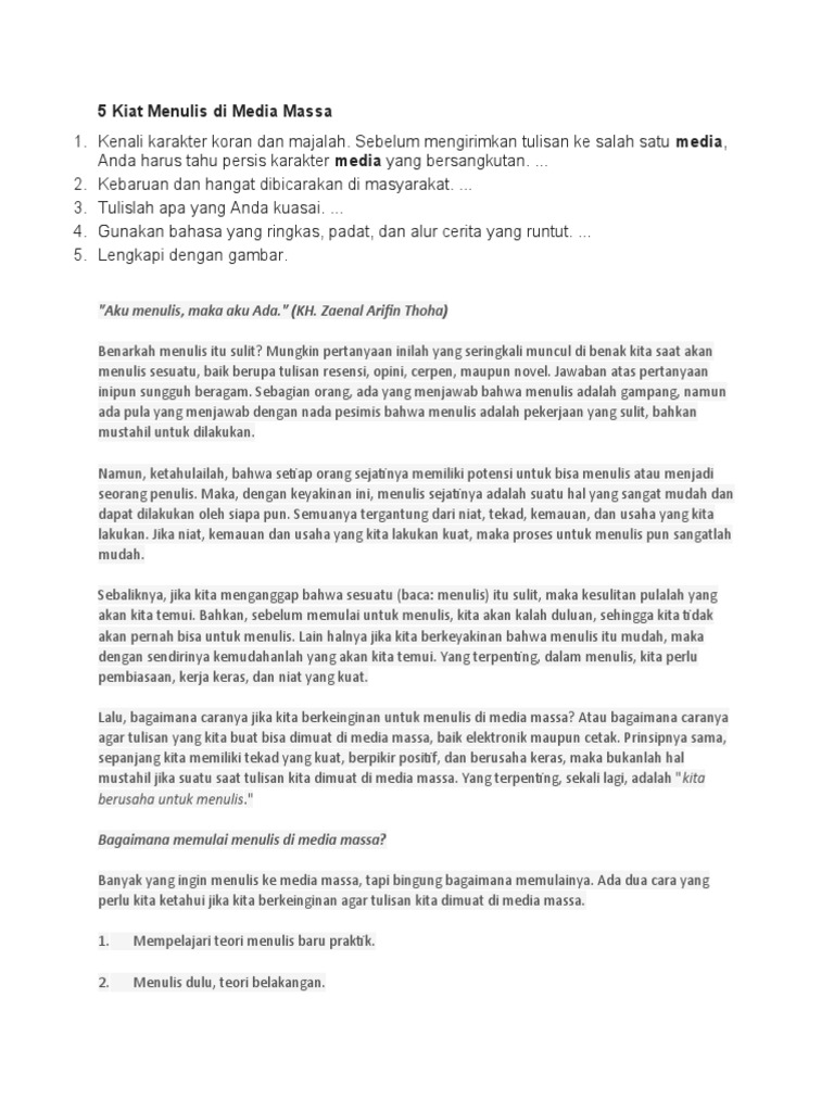 Kiat Menulis Di Media Massa Pdf