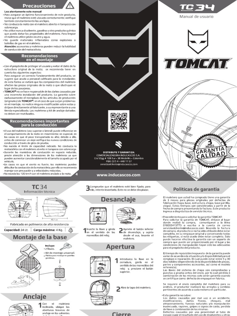 Manual TOMCAT 34 Litros | PDF