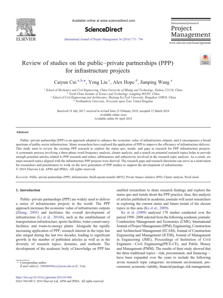 Review of Studies On The Public-Private Partnerships (PPP) For ...