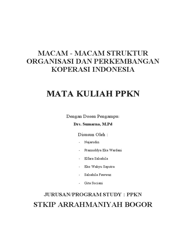 Kelompok 7 Spi - Macam Struktur Organisasi Dan Perkembangan Koperasi | PDF