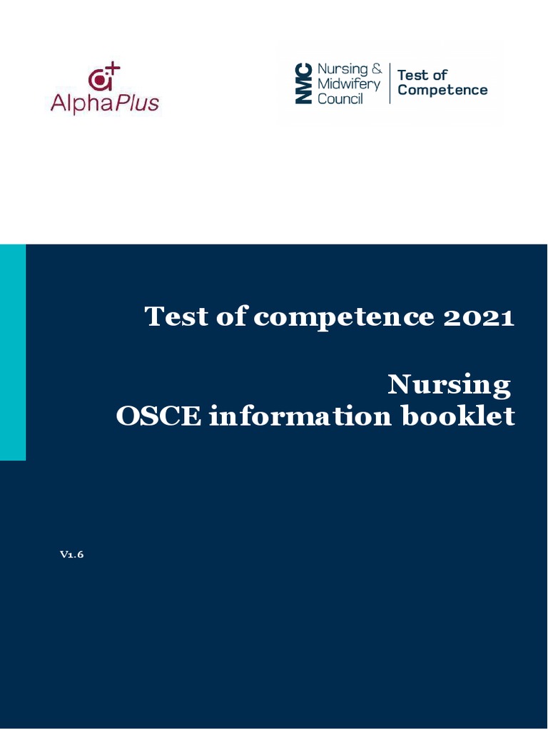 Osce Candidate Handbook Toc 2021 v1.6 Nursing New Dps | PDF | Nursing ...