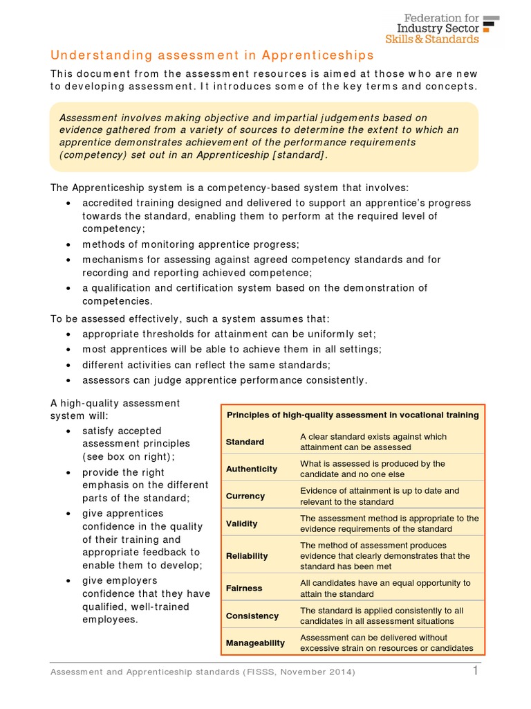 Understanding Assessment in Apprenticeships | PDF | Educational ...