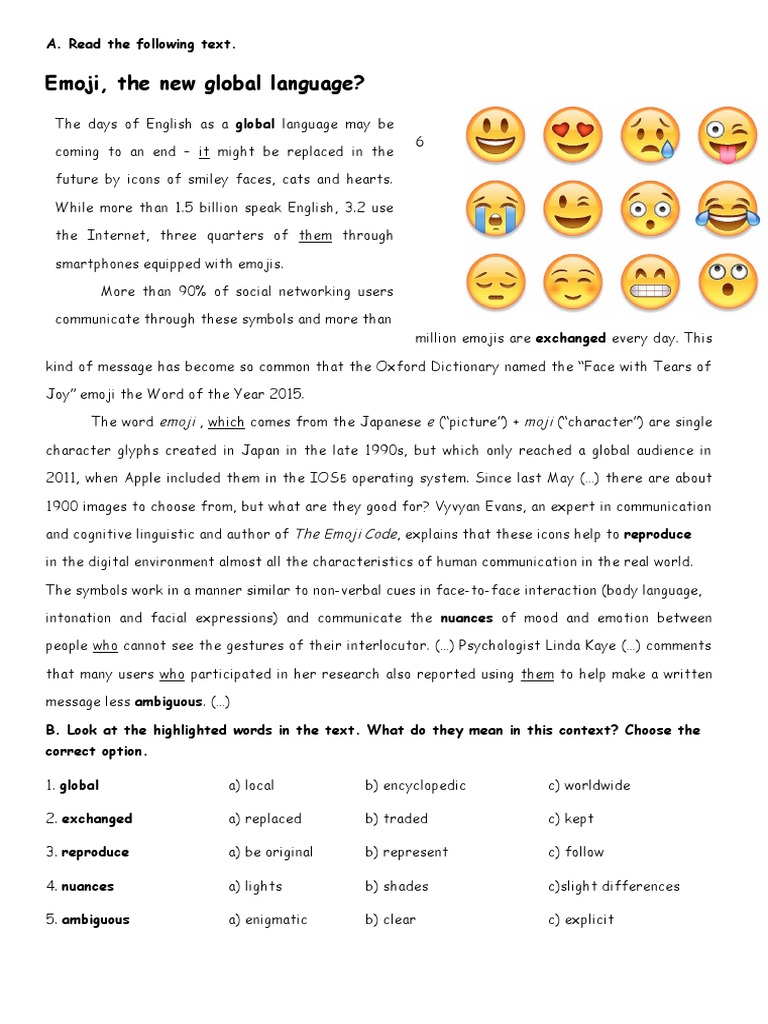 Emoji: The New Global Language? | PDF | Communication | Linguistics