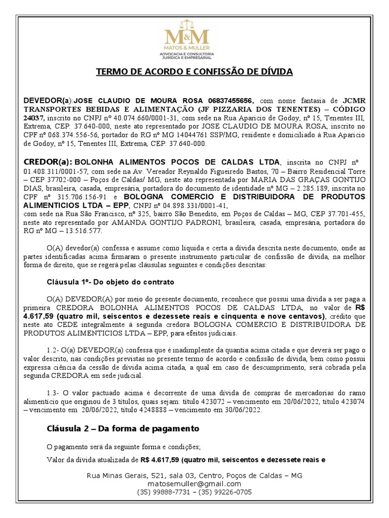Modelo Termo de Acordo | PDF | Business | Dinheiro