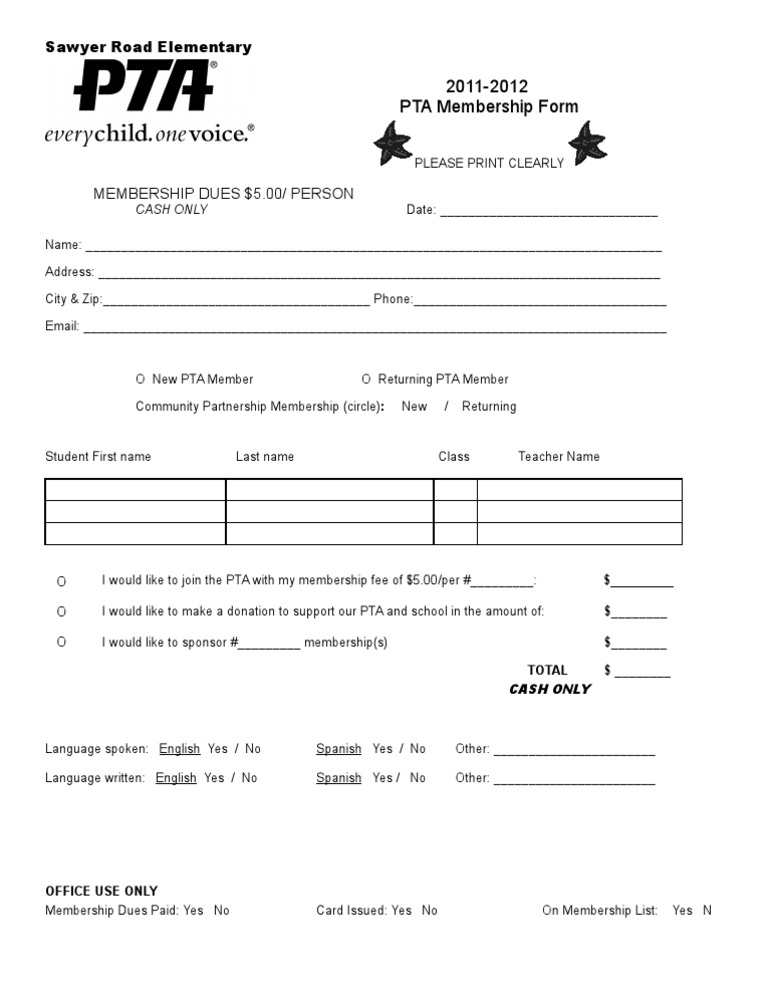 Membership Form English 2011-12 | PDF | Finance & Money Management
