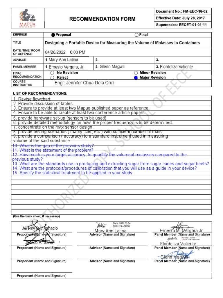 FM EEC 16 02 Recommendation Form 1 A13 Group 15 | PDF