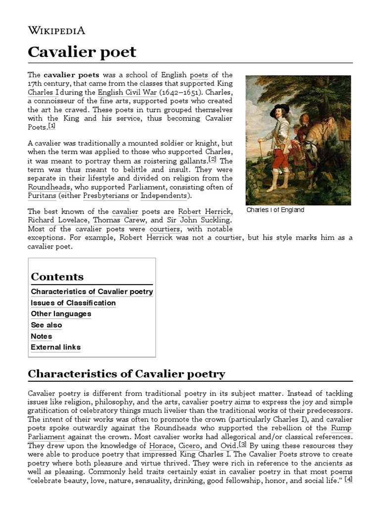 Characteristics of Cavalier Poetry: Celebrating Beauty, Love, Nature ...