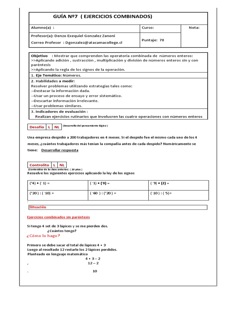 Basico - Matematica - Guia 7 | PDF | Entero | Matemáticas