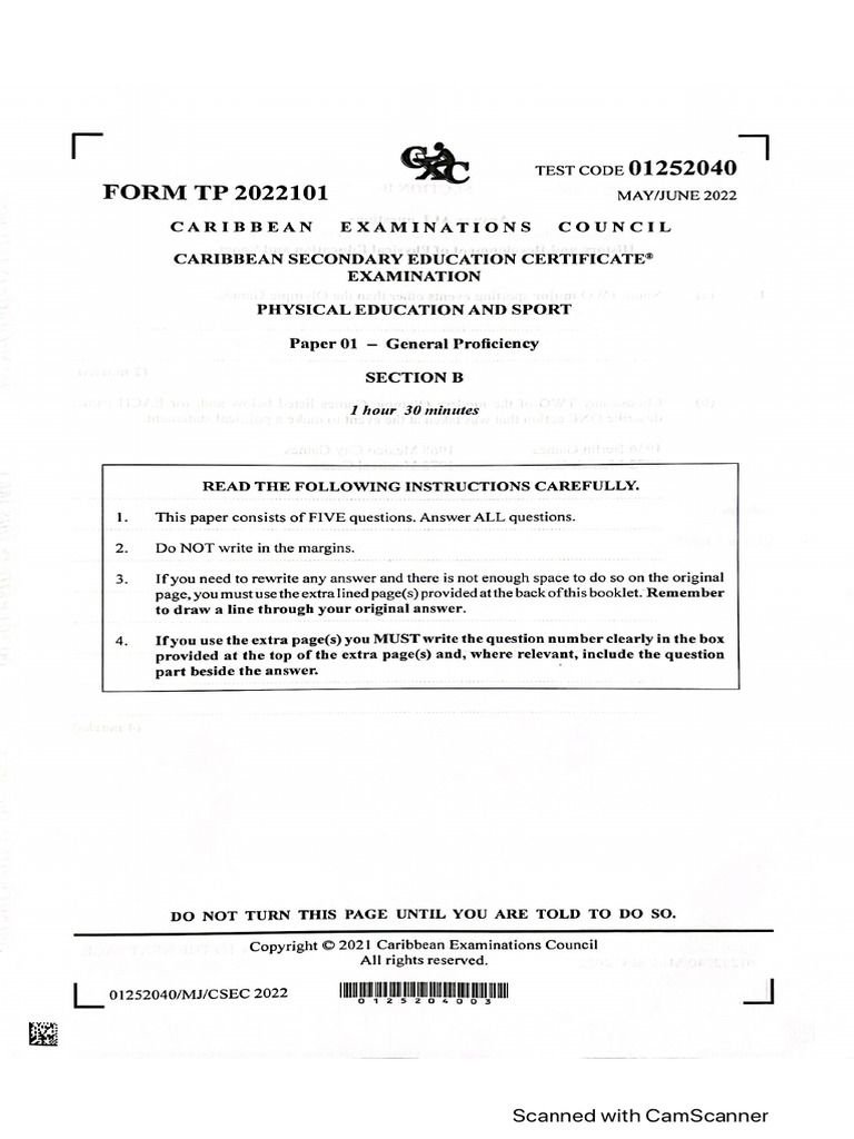 2022 Jun CSEC PE P1 B | PDF