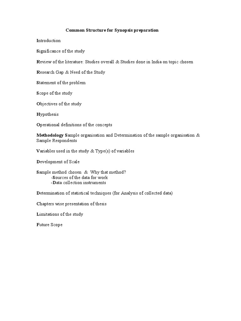 Synopsis Structure | PDF
