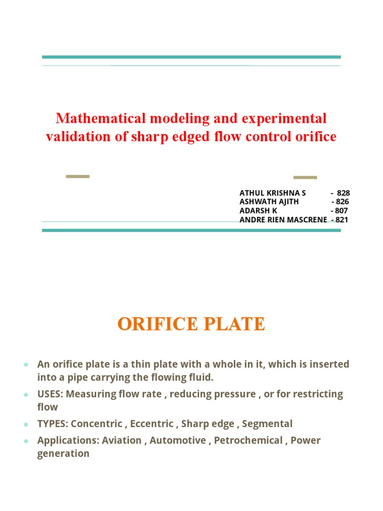 Sharp Edged Orifice Flow Control Analysis | PDF | Dynamics (Mechanics ...