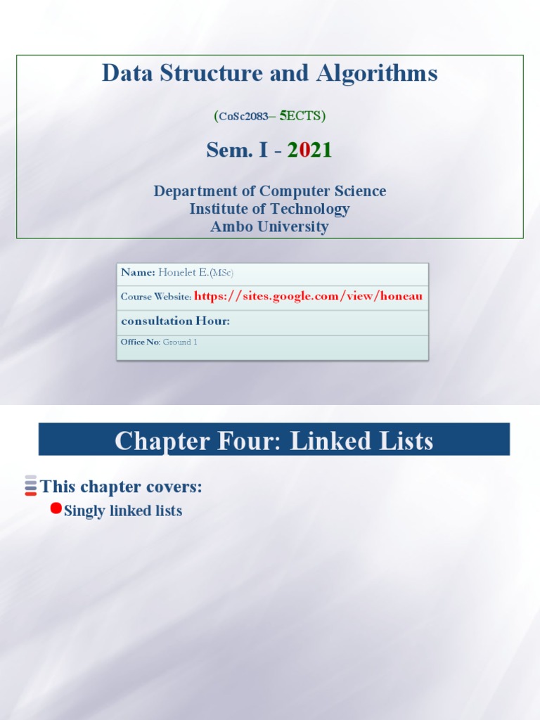 Chapter 4 - Linked Lists | PDF | Pointer (Computer Programming ...