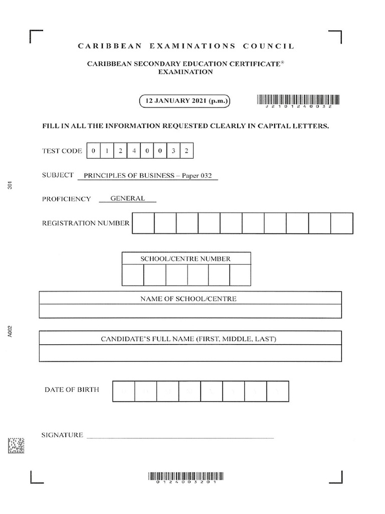 Principles of Business Paper 032 JAN 2021 | PDF