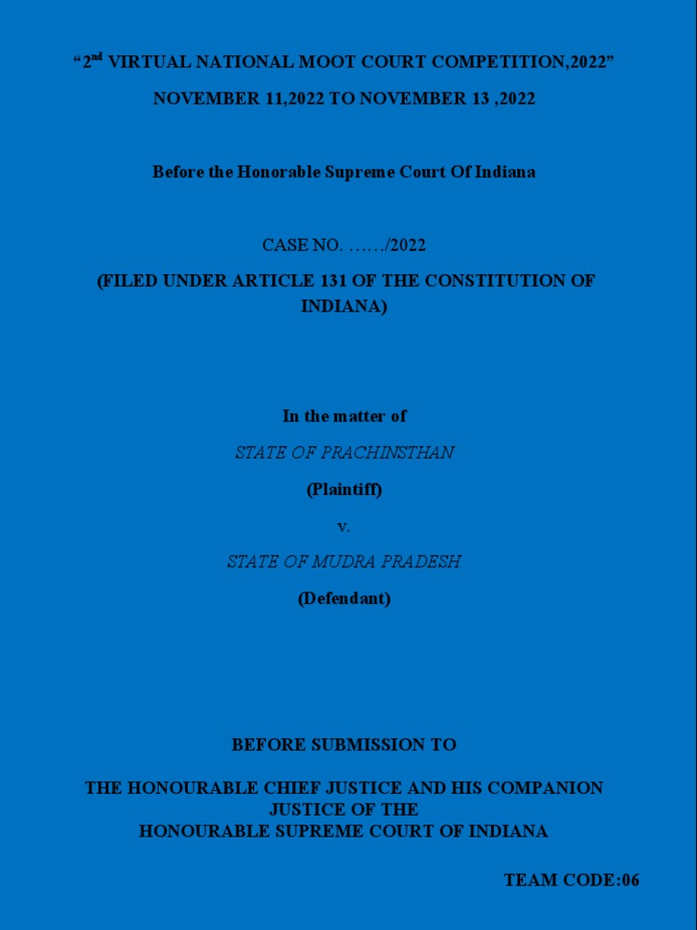 Moot Memorial Article 131 | PDF | Lawsuit | Jurisdiction