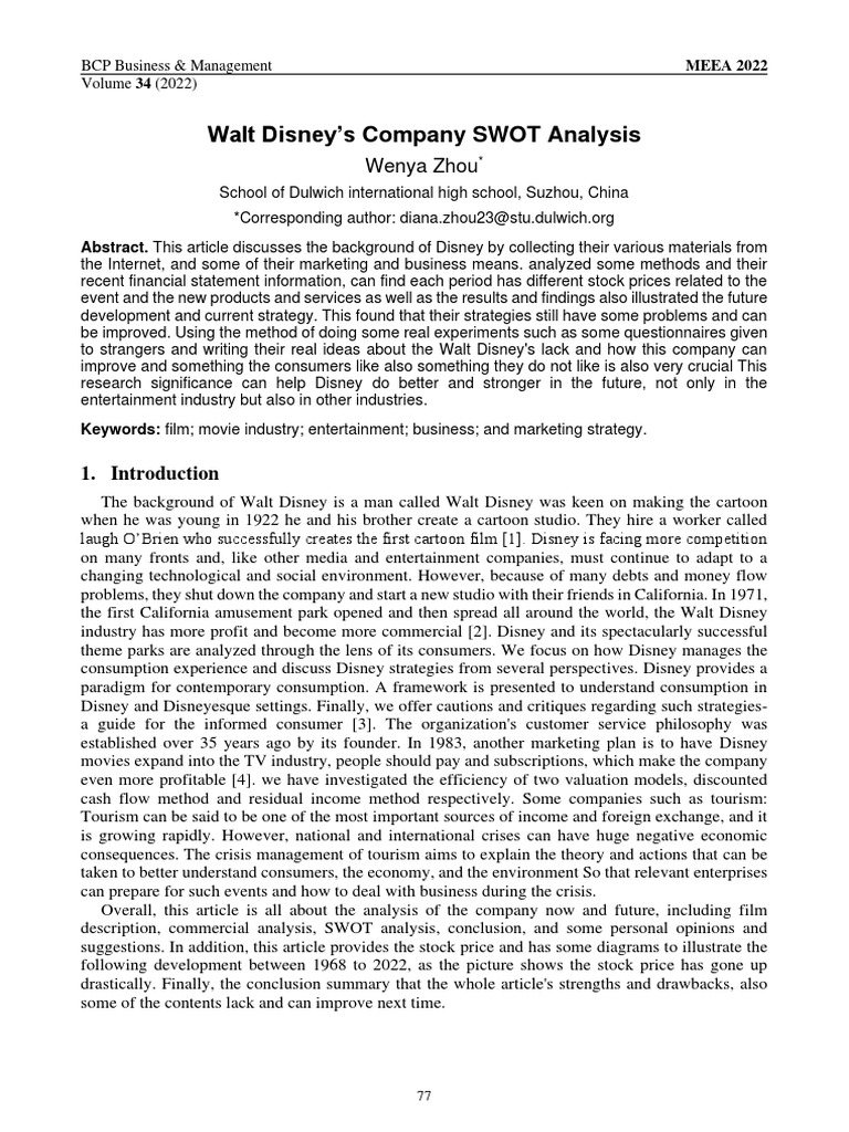 Walt Disneys Company SWOT Analysis | PDF | The Walt Disney Company | Brand