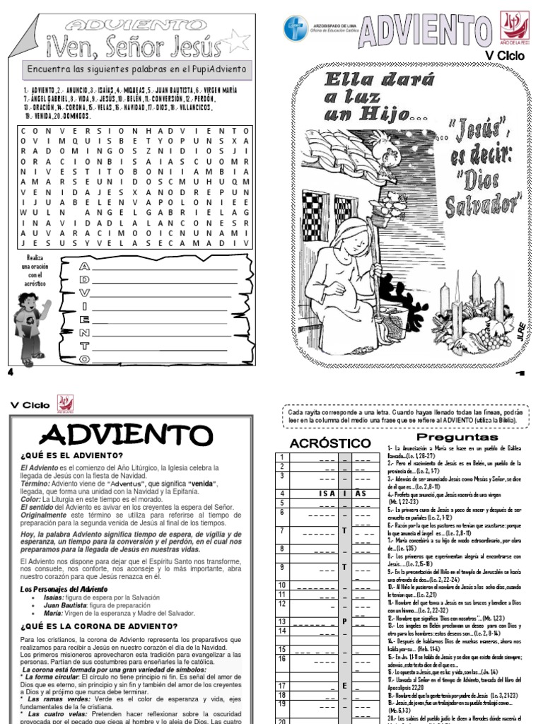 Adviento-Ficha para V Ciclo, 2012 | PDF | Adviento | Jesús