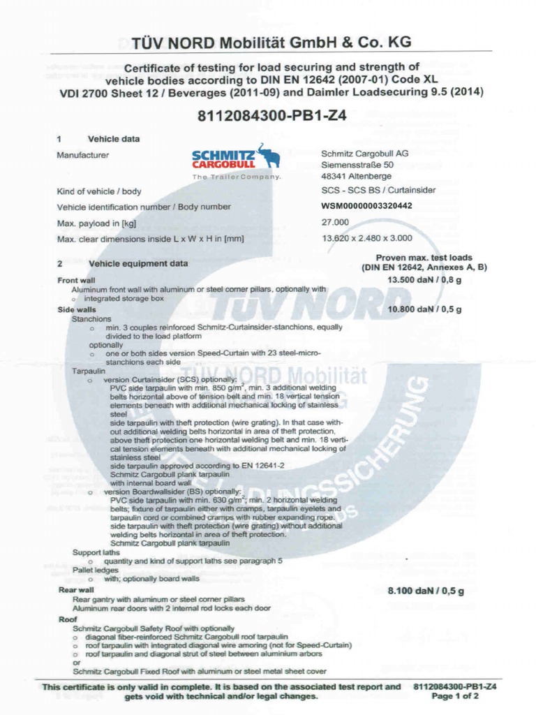 CERTIFICAT XL Daimler B98DXW | PDF