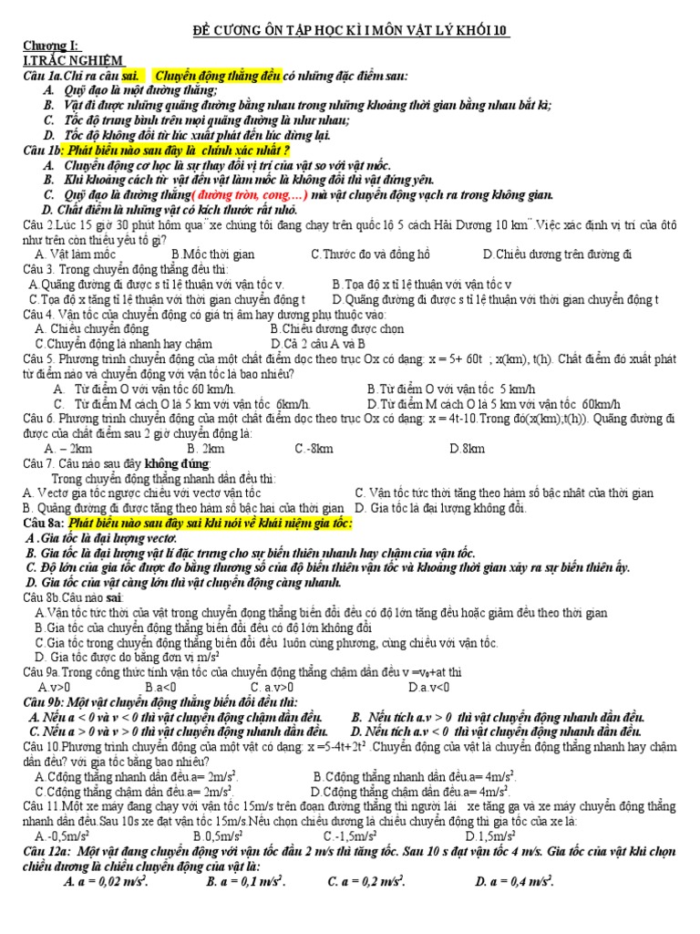De Cuong Li 10 Hk1 Haytrac Nghiem Va Tu Luan | PDF