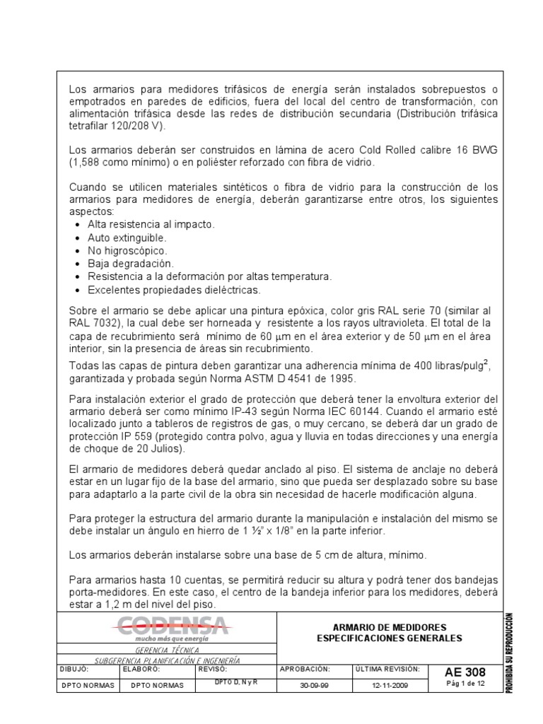 Norma Armarios Codensa - Am - Ae 308 | PDF | Aluminio | Pintar