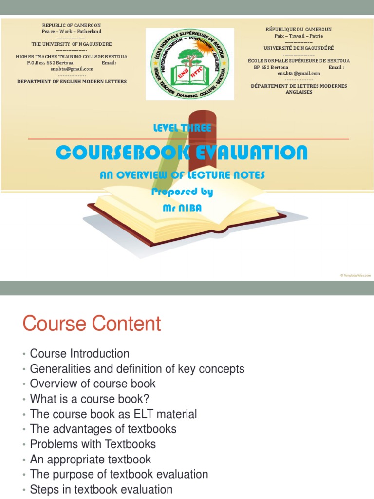 Coursebook Evaluation Course Content | PDF | Teachers | Textbook
