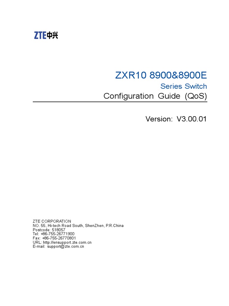 SJ-20110624091725-012 ZXR10 8900&8900E (V3.00.01) Series Switch Configuration Guide (QoS) | PDF ...