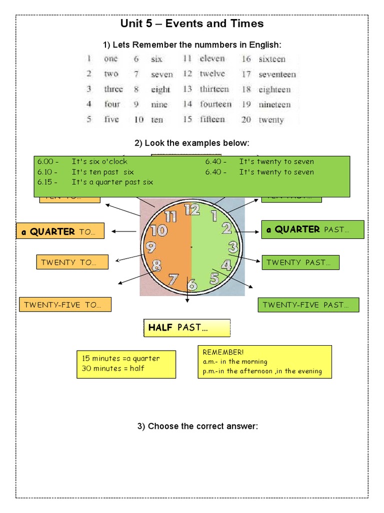 Events and Time 2 Hour Lesson Activities | PDF | World Wide Web ...