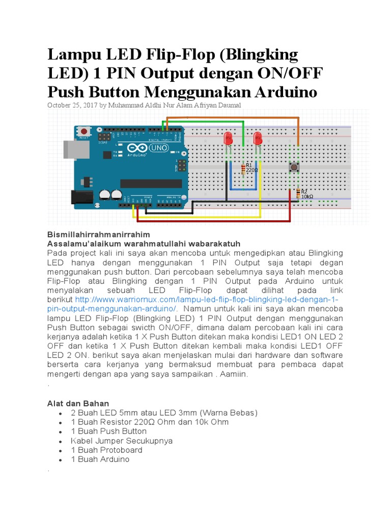 Lampu LED Flip-Flop 1 PIN Output Dengan ONOFF Push Button | PDF