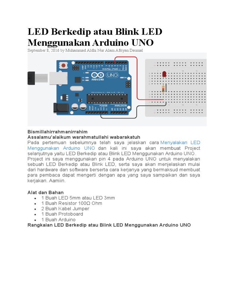 LED Berkedip Atau Blink LED Menggunakan Arduino UNO | PDF