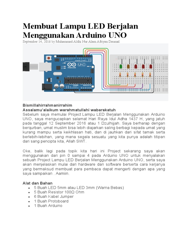 Membuat Lampu LED Berjalan Menggunakan Arduino UNO | PDF Membuat Lampu LED Berjalan Menggunakan Arduino UNO | PDF
