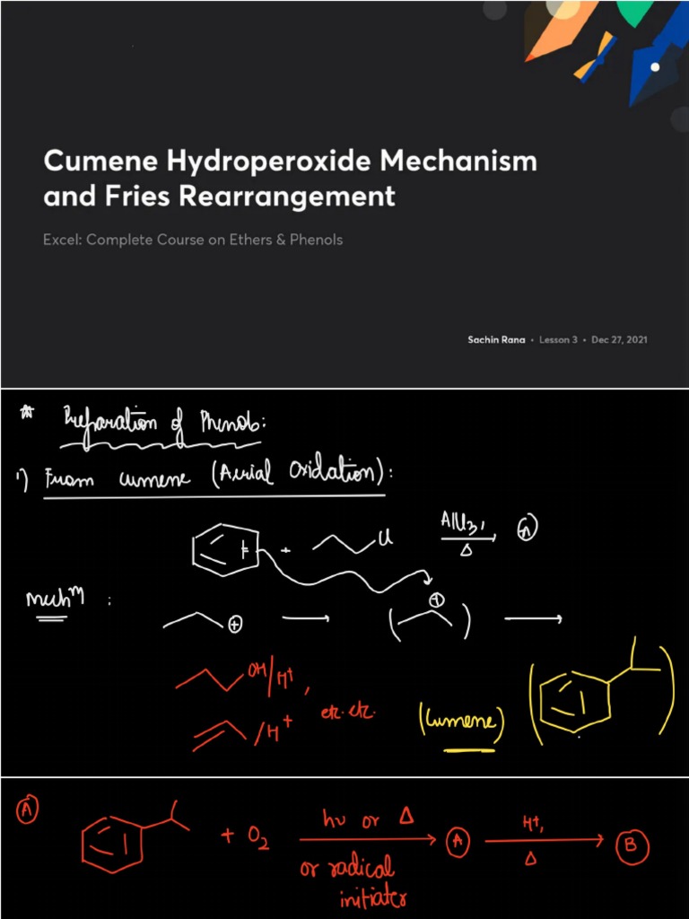 Cumene Hydroperoxide Mechanism and Fries Rearrangement With Anno | PDF