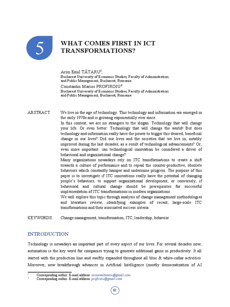 07 - Art.5 - What Comes First in Ict Transformations | PDF | Change ...