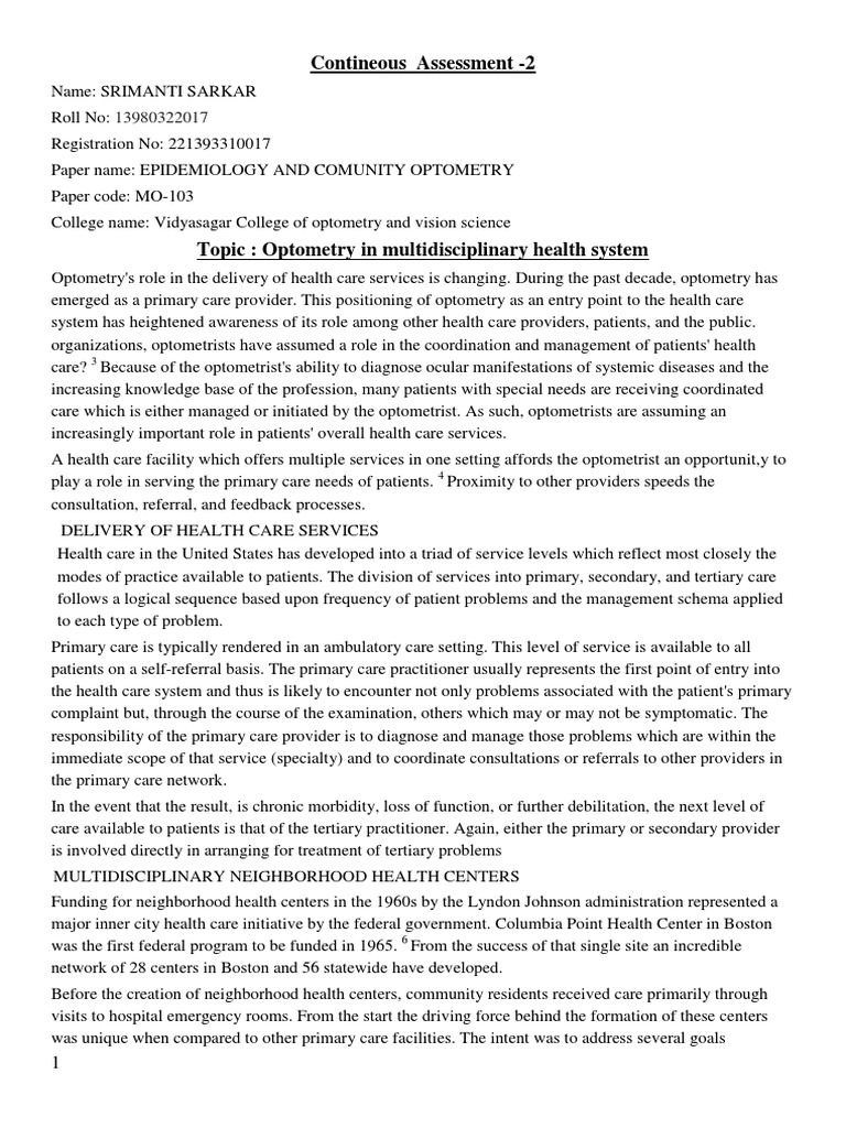 Epidemiology and Community Optometry | PDF | Optometry | Health Care