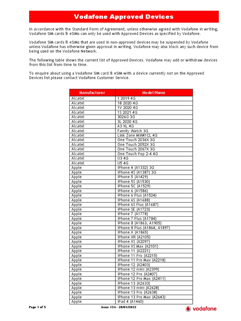 Vodafone Approved Devices List 2022 | PDF | I Phone | Apple Inc.