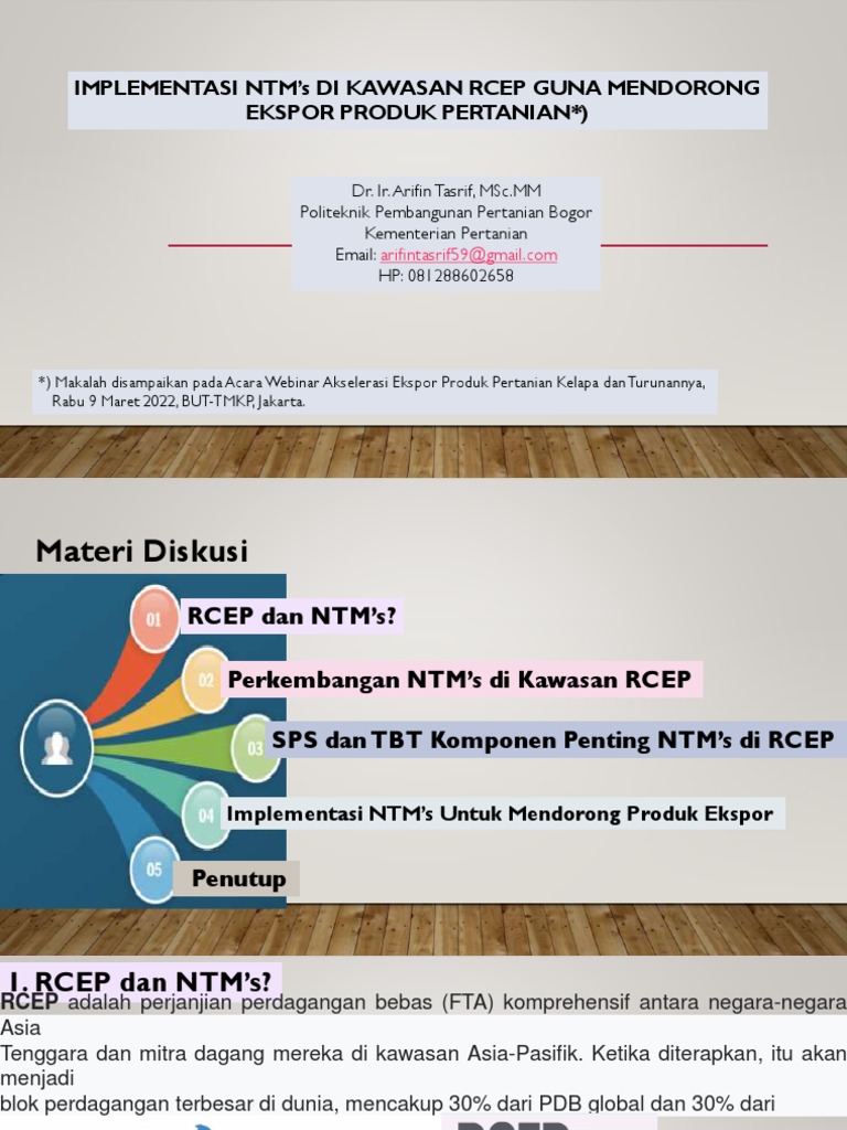 Implementasi NTM's Di Kawasan RCEP Guna Mendukung Ekspor Produk Kelapa Dan Turunannya | PDF