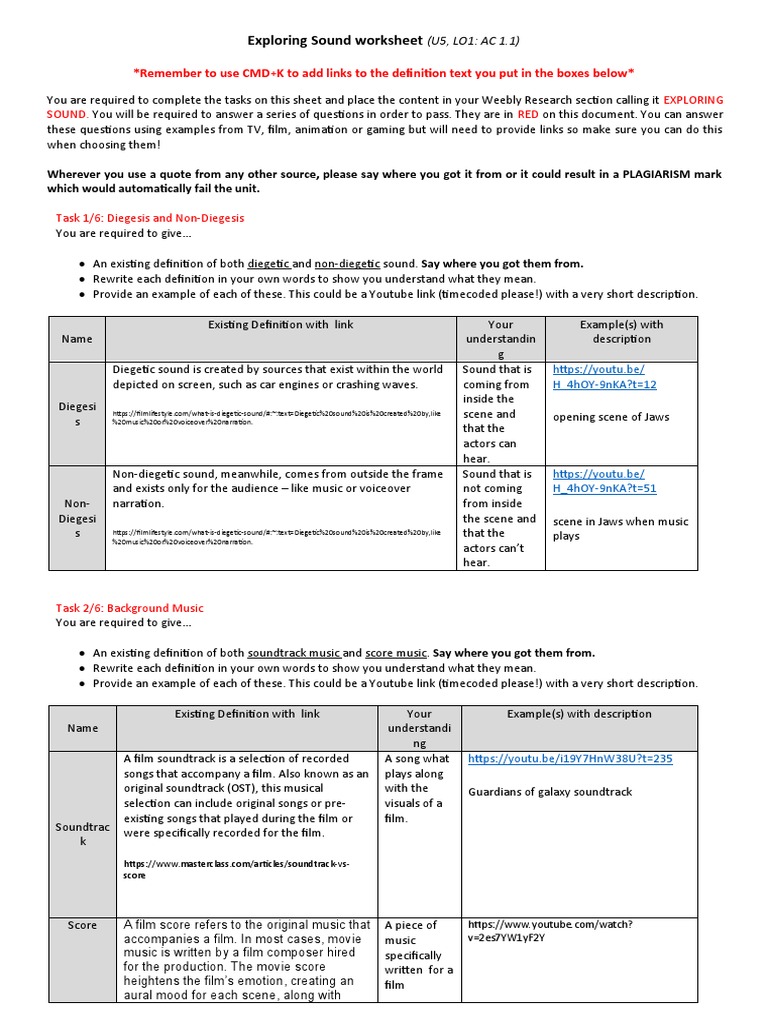 Exploring Sound Worksheet 5 1 1 1 | PDF | Amplifier | Recording