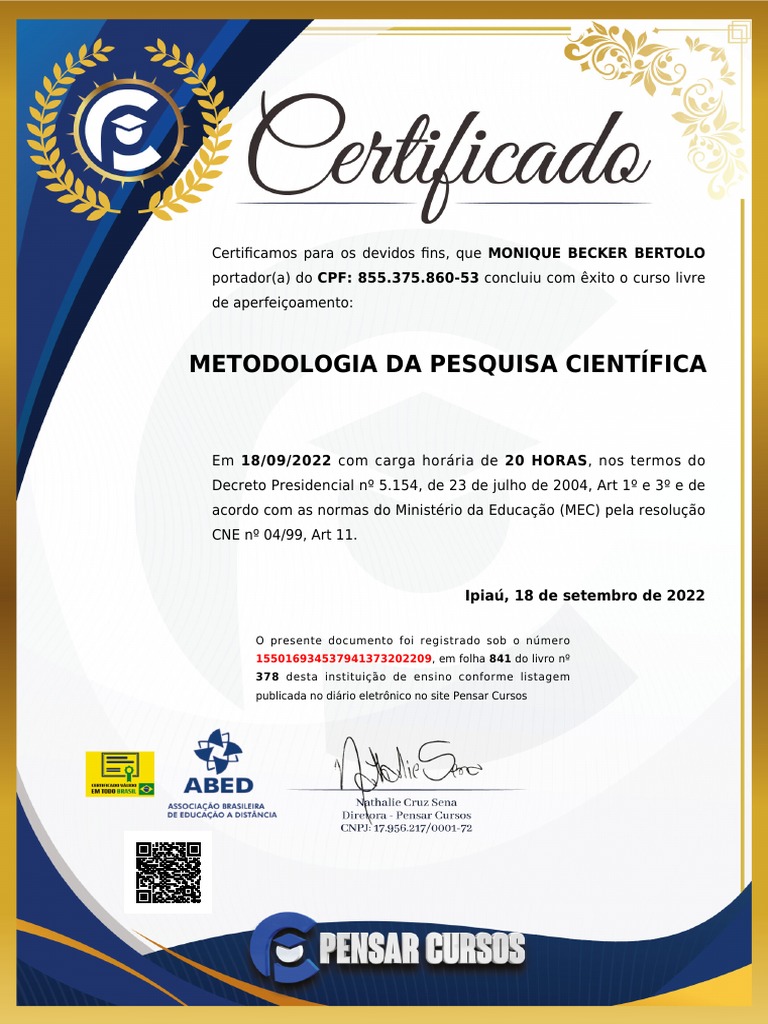 Metodologia Da Pesquisa Cientifica | PDF | Abstract (resumo) | Método científico
