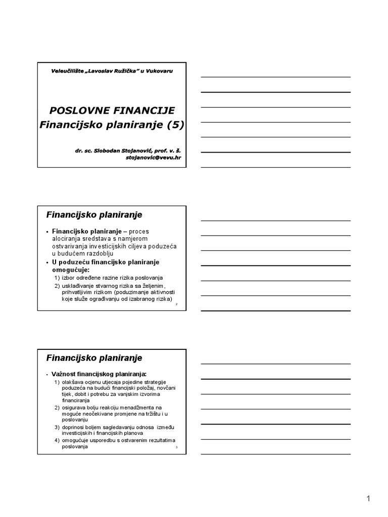 05 Fin Planiranje | PDF