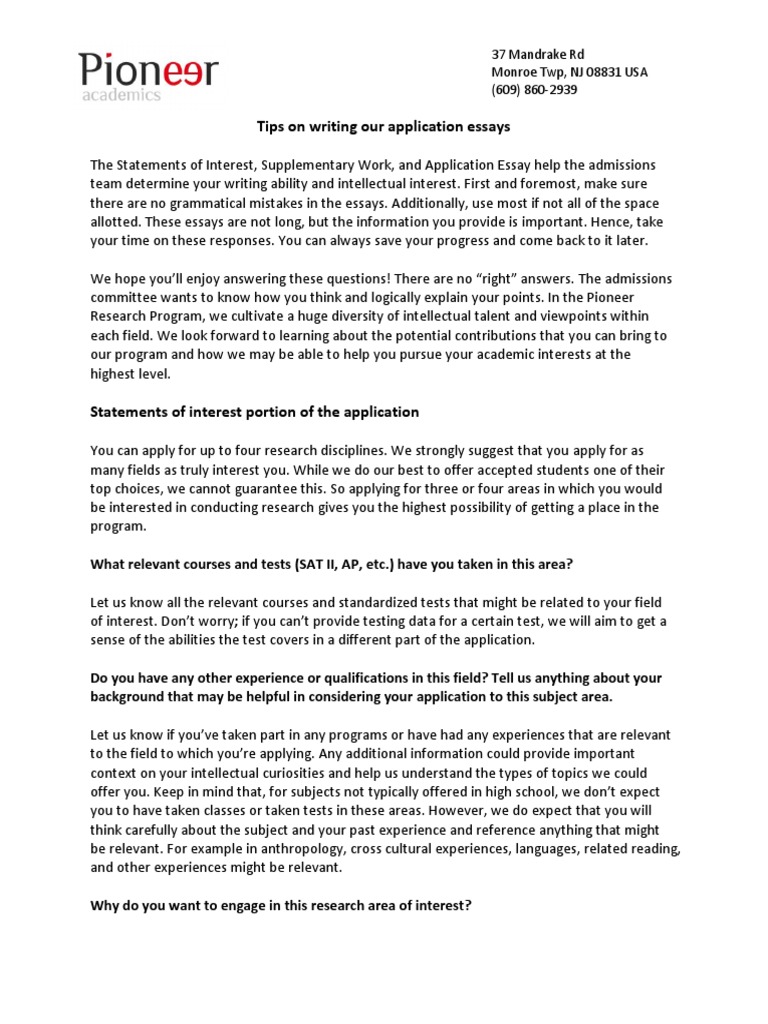 Pioneer Academics - Getting Started With Essay Writing Guide | PDF ...