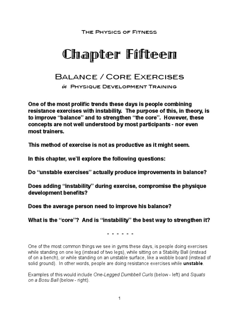 15 - Balance & Core Exercises | PDF | Aerobic Exercise | Balance (Ability)