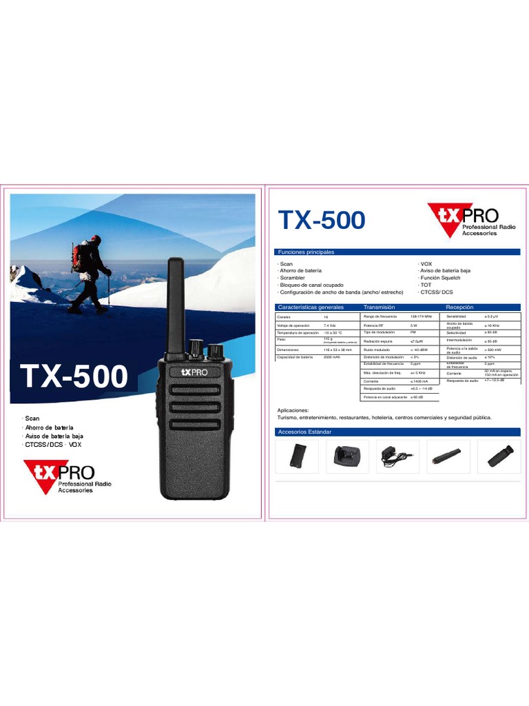 TX-500 Brochure | PDF | Inalámbrico | Ingeniería Electrónica