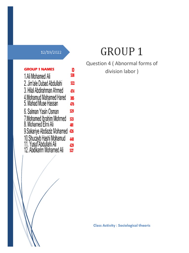 Abnormal Forms of Division of Labour | PDF | Division Of Labour ...