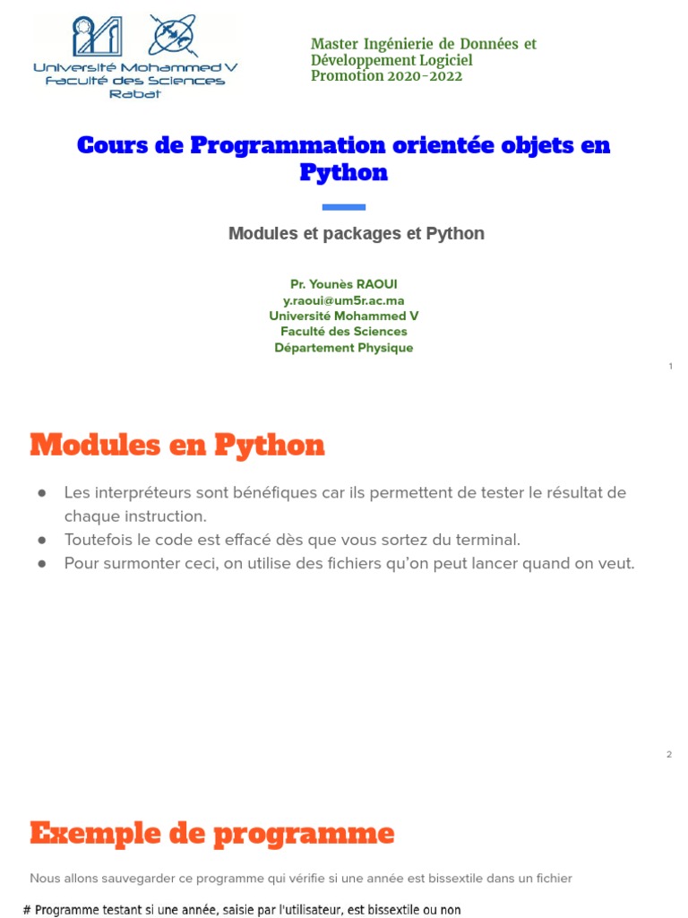 Diapo 3 | PDF | Programmation modulaire | Python (Langage de programmation)