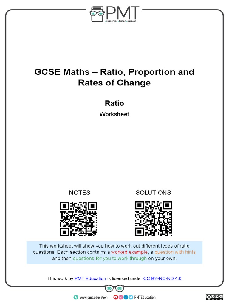 GCSE Maths: Ratio and Proportion Worksheet | PDF | Ratio | Arithmetic