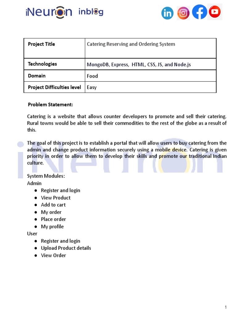 Catering Reserving and Ordering System-Mern | PDF | Cloud Computing | Software Engineering