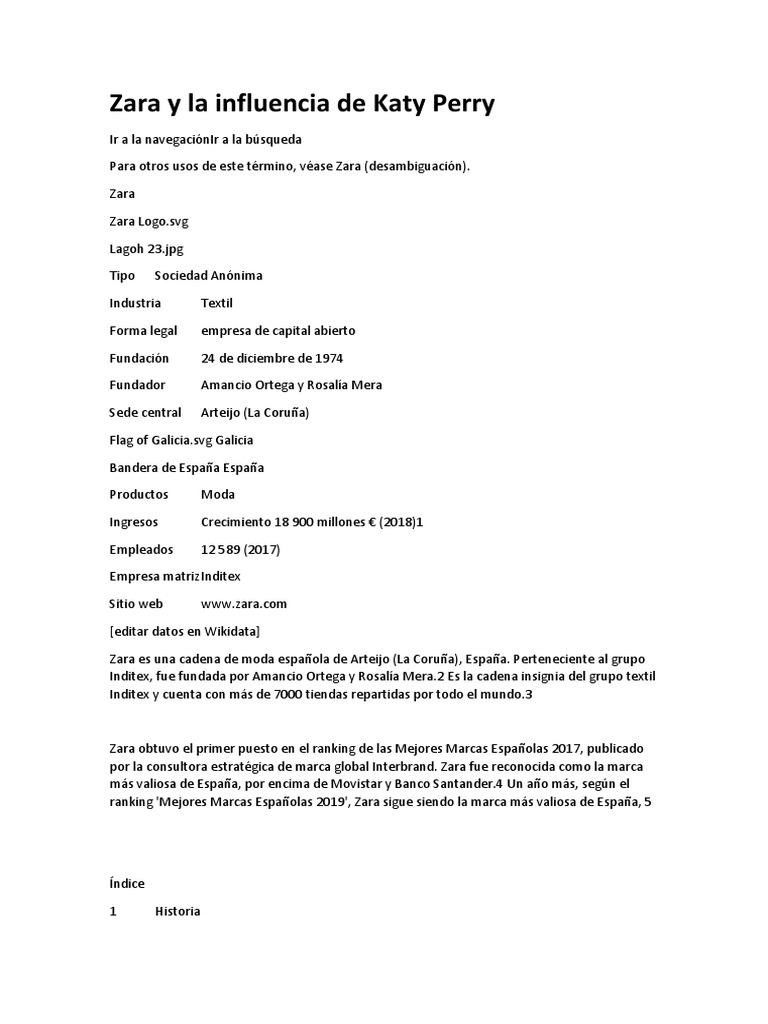 Zara y La Influencia de Katy Perry | PDF