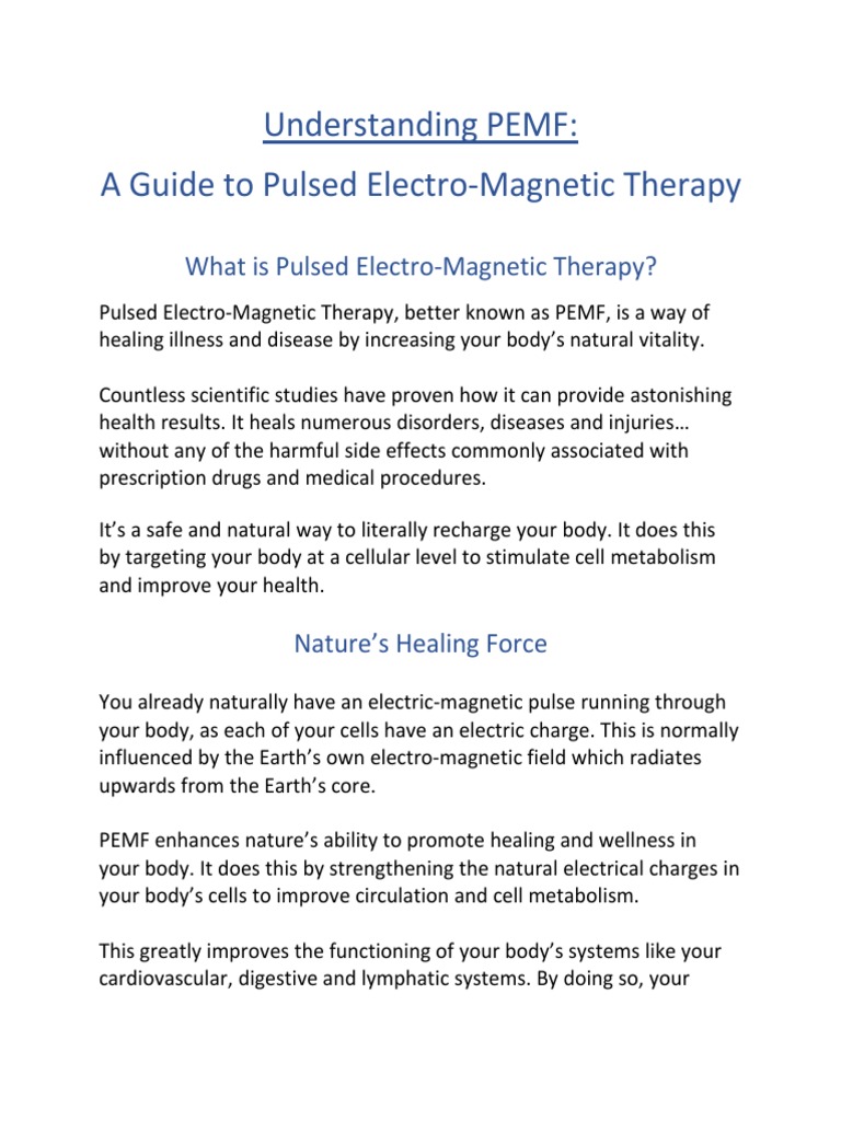 Understanding PEMF Therapy 20180411 | PDF | Blood | Adenosine Diphosphate