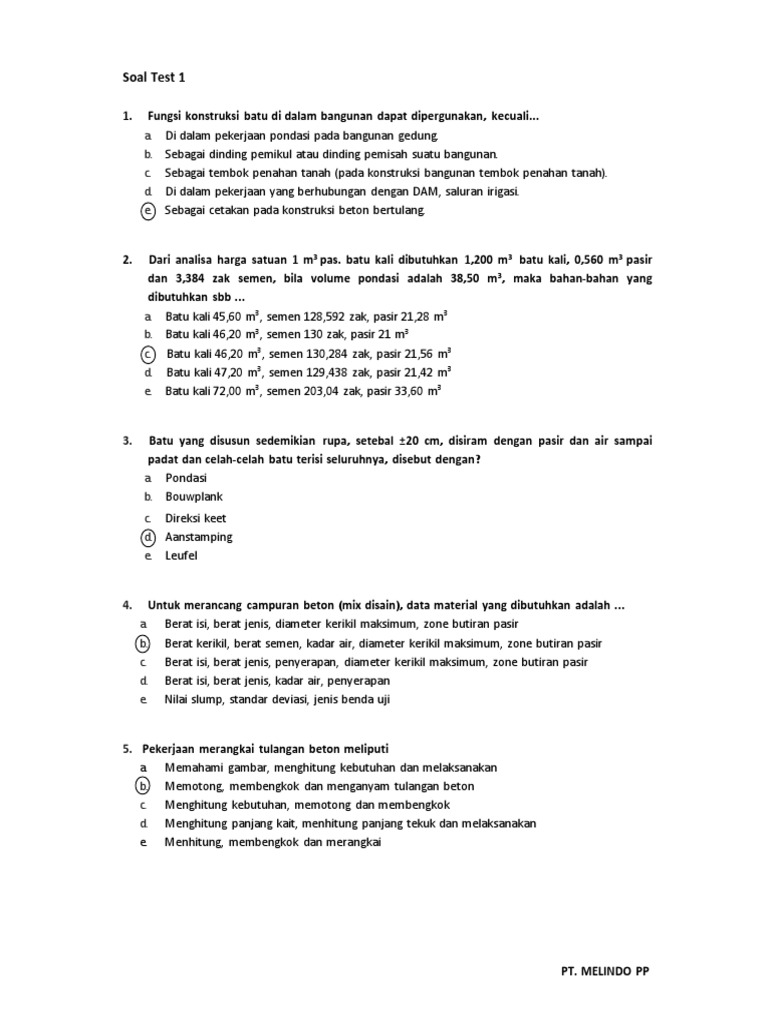 SOAL PILIHAN GANDA Test 1 | PDF