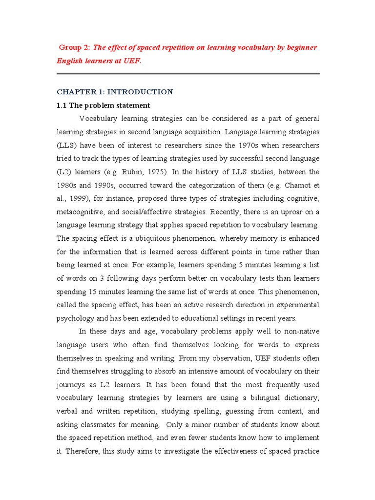 Spaced Repetition for UEF Beginners | PDF | Vocabulary | Learning