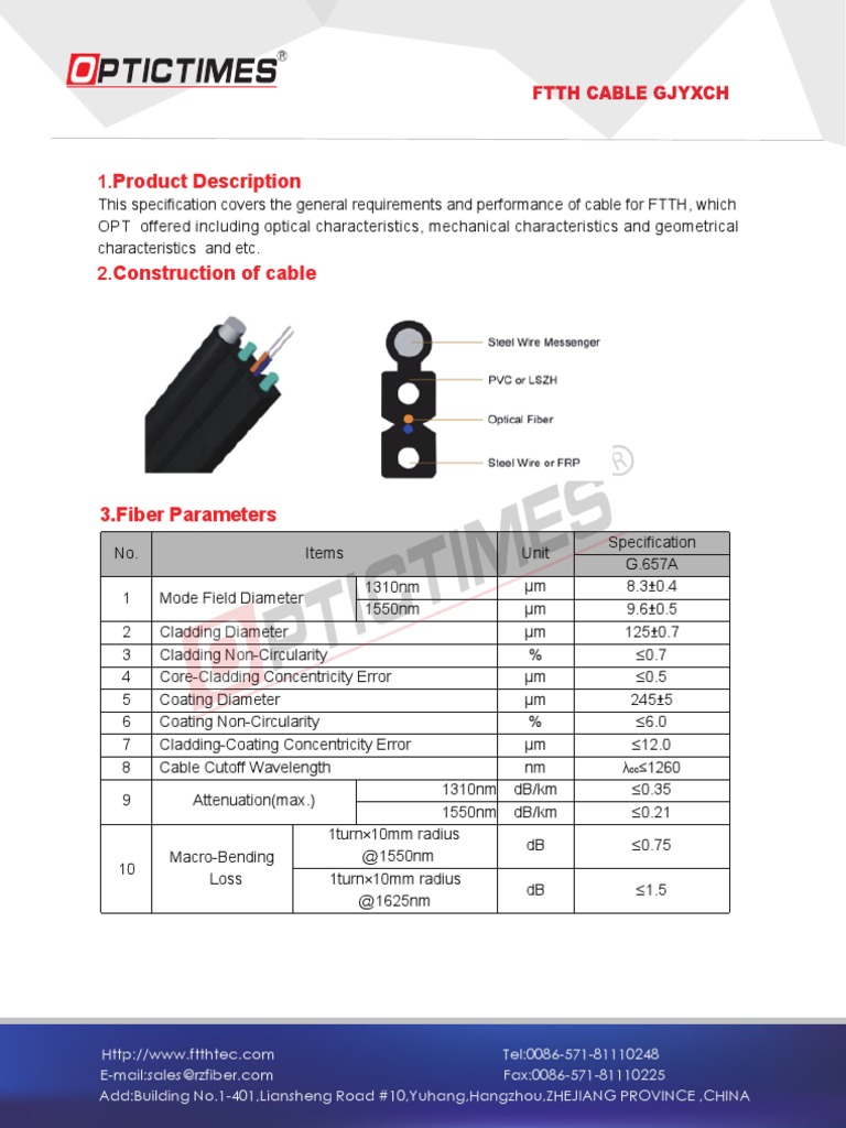 2 FTTH Cable Gjyxch | PDF | Optical Fiber | Optics