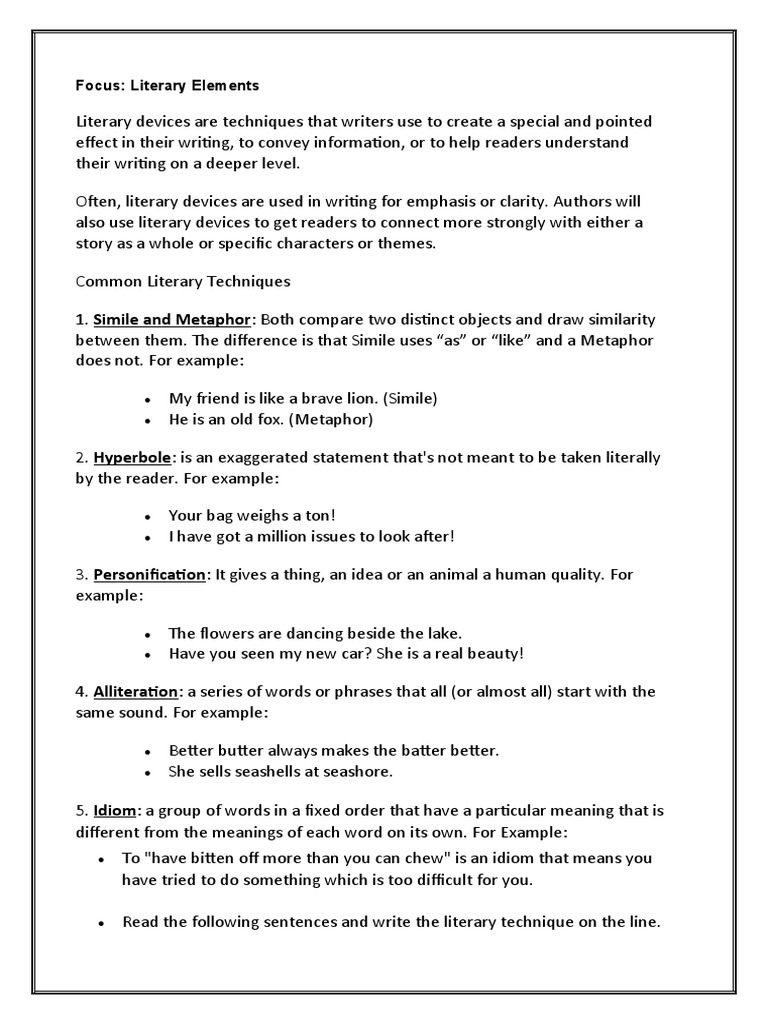 Common Literary Devices Explained | PDF